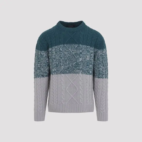 Kiton Cable-knit Color-blocked Cashmere Sweater