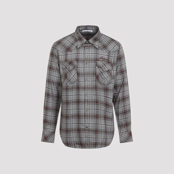 Acne Studios Plaid Western Snap Button Shirt - Grey
