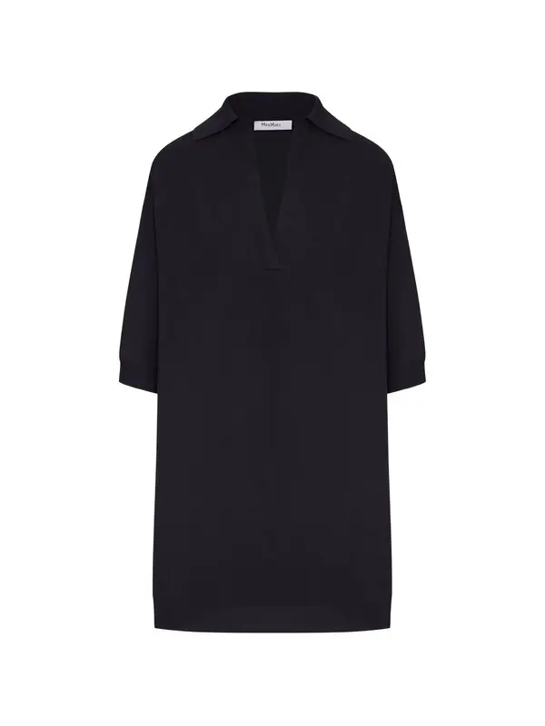 Max Mara Viscose Crepe Sweater With Cloth Stitch And Drop Shoulder - Nero