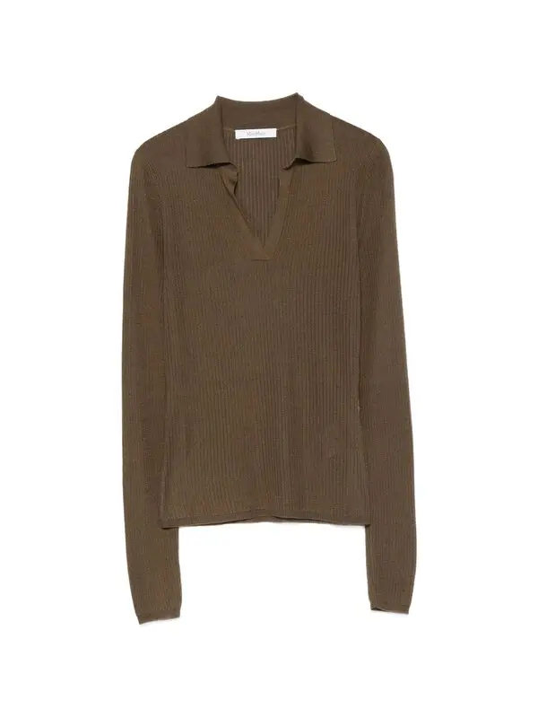 Max Mara Ribbed Cashmere & Silk Polo Sweater - Verde
