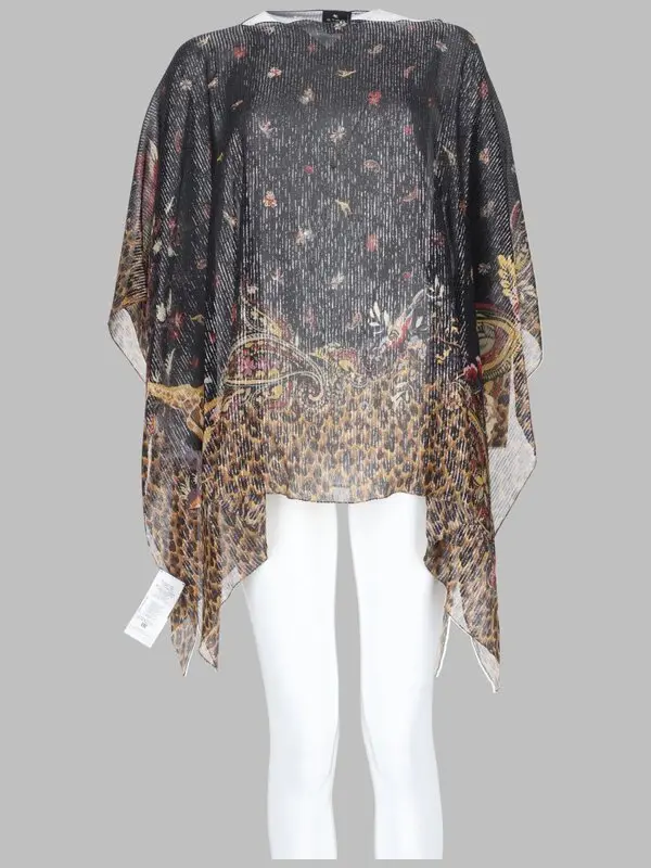Etro Printed Silk Poncho Top