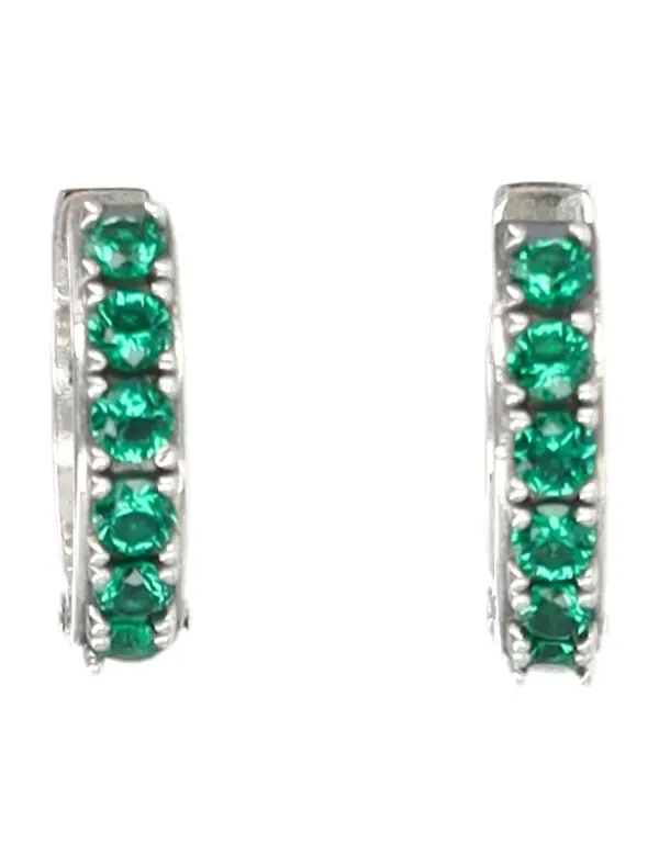 Emanuele Bicocchi Sterling Silver Pavé Hoop Earrings - Verde