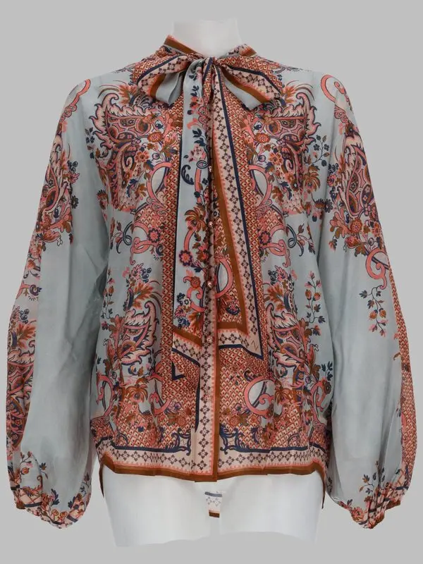 Zimmermann Printed Silk Tie-neck Blouse - Multicolour