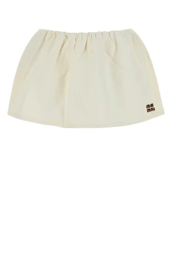 Miu Miu Cotton Drawstring Waist Skirt With Zip Pockets - White
