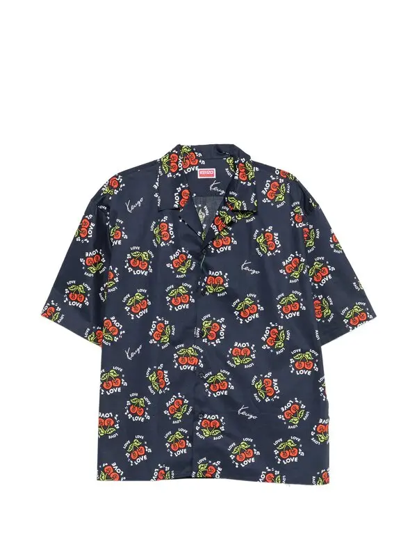 Kenzo Love Button-front Collar Shirt With Short Sleeves