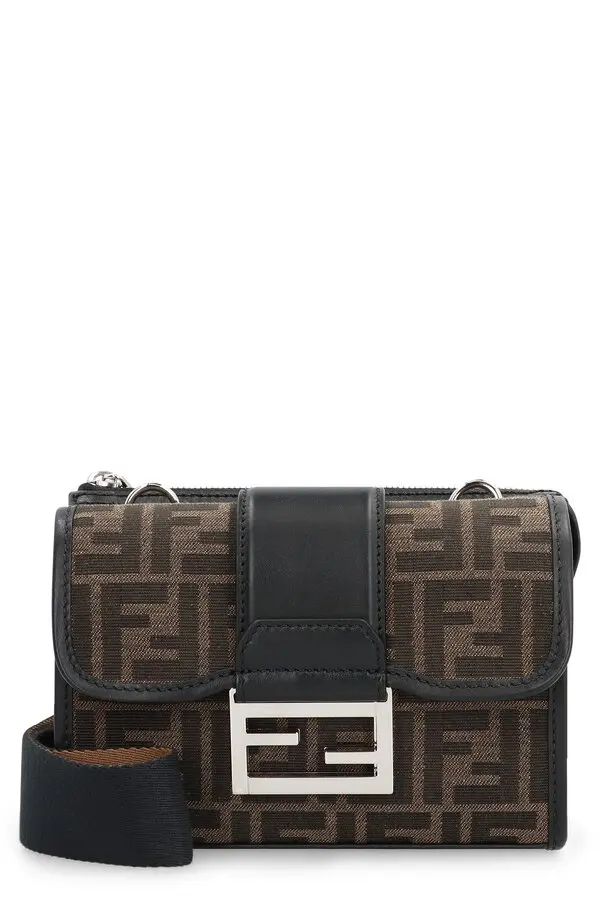 Fendi Baguette Double-compartment Mini Shoulder Bag With Adjustable Strap - Beige