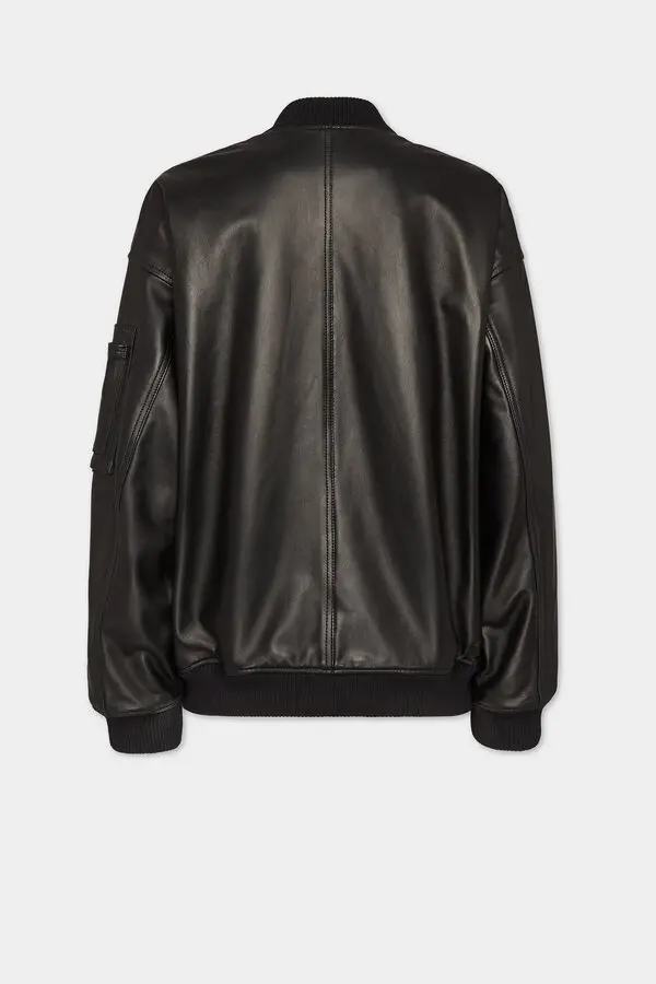 Dsquared2 Leather Oversized Bomber Jacket