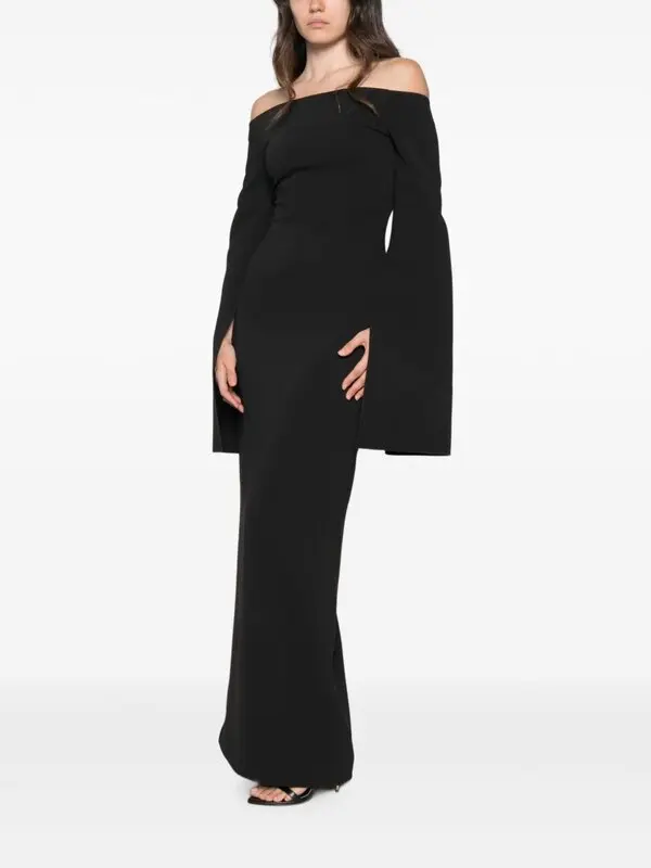 Solace London Marcella Maxi Dress With Off-shoulder Neckline And Bell Sleeves - Black