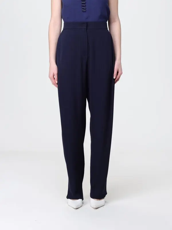 Emporio Armani Straight Trousers In Viscose - Blue