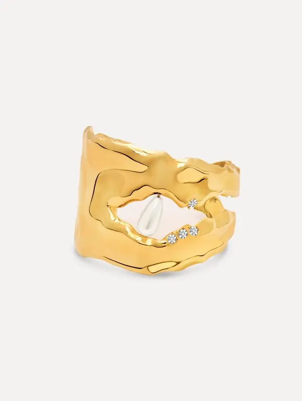 Oscar De La Renta Hammered Pearl Cuff Bracelet