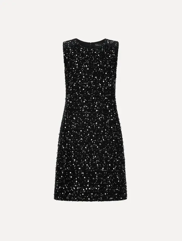 Oscar De La Renta Sequin Ribbon Tweed Dress
