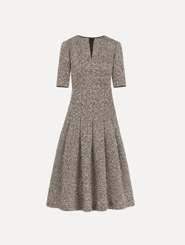 Oscar De La Renta Slub Wool Tweed Gauze Dress