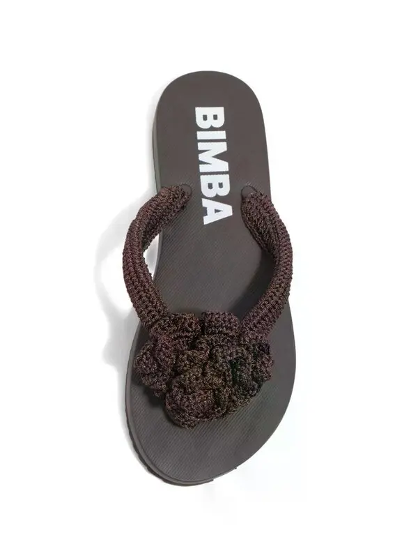 Bimba Y Lola Chocolate Crochet-flower Flip-flops