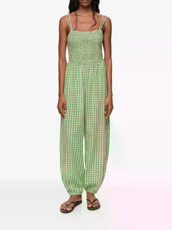 Bimba Y Lola Checked Gathered Balloon Jumpsuit