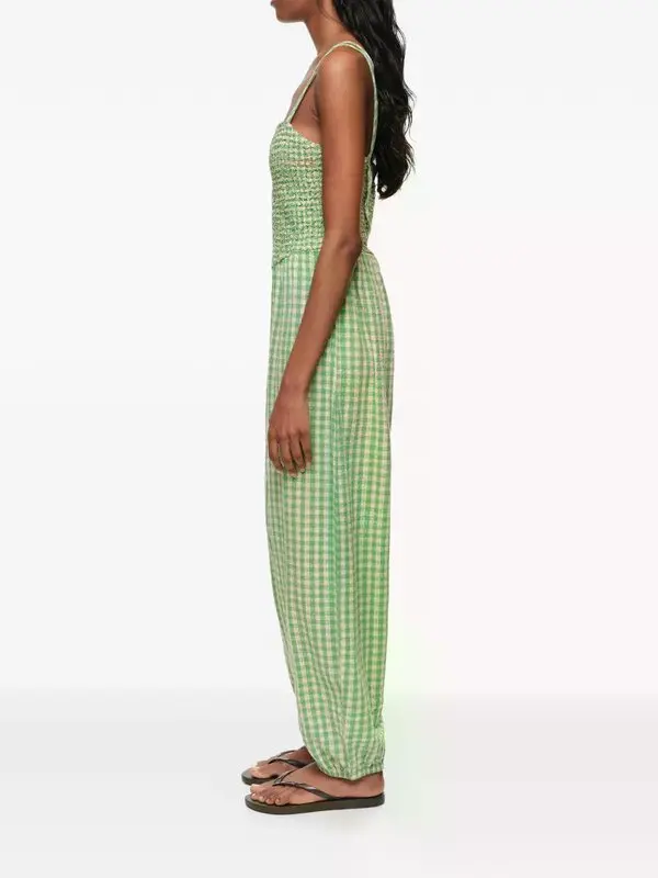 Bimba Y Lola Checked Gathered Balloon Jumpsuit