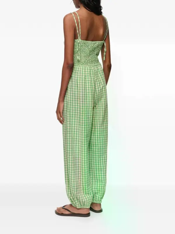 Bimba Y Lola Checked Gathered Balloon Jumpsuit