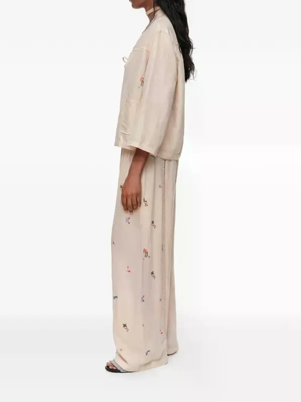 Bimba Y Lola Sand Mini Embroidered Kimono Jacket