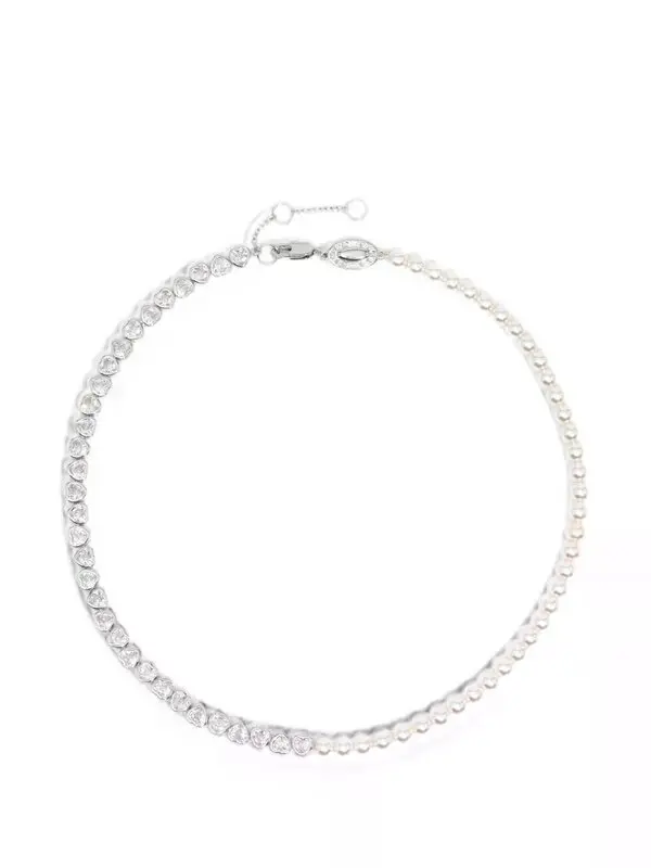 Bimba Y Lola Pearls And Crystals Heart Necklace