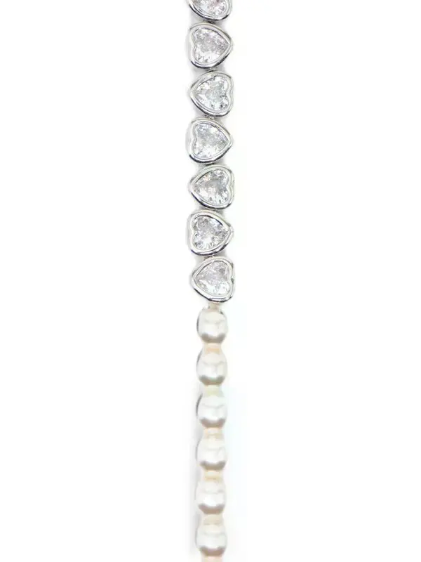 Bimba Y Lola Pearls And Crystals Heart Necklace