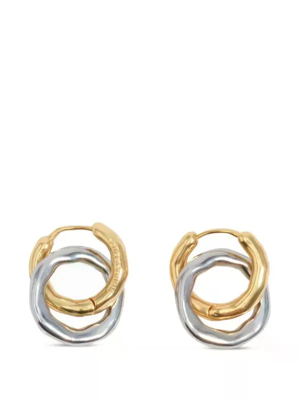 Bimba Y Lola Two-tone Textured Double Hoop Earrings - Gold