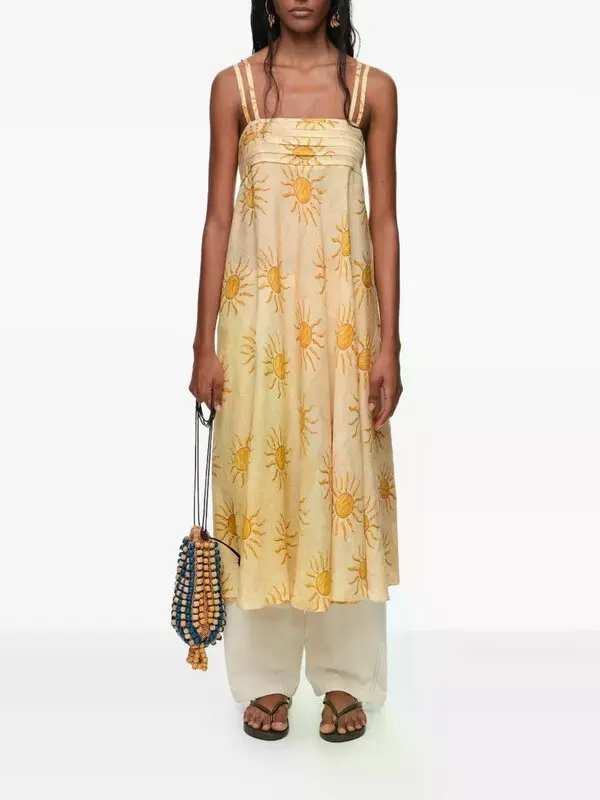 Bimba Y Lola Bimba The South A-line Pleated Dress - Neutrals