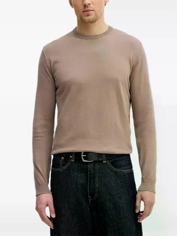 BENETTON Long Sleeve Ribbed Knit Sweater - Neutrals