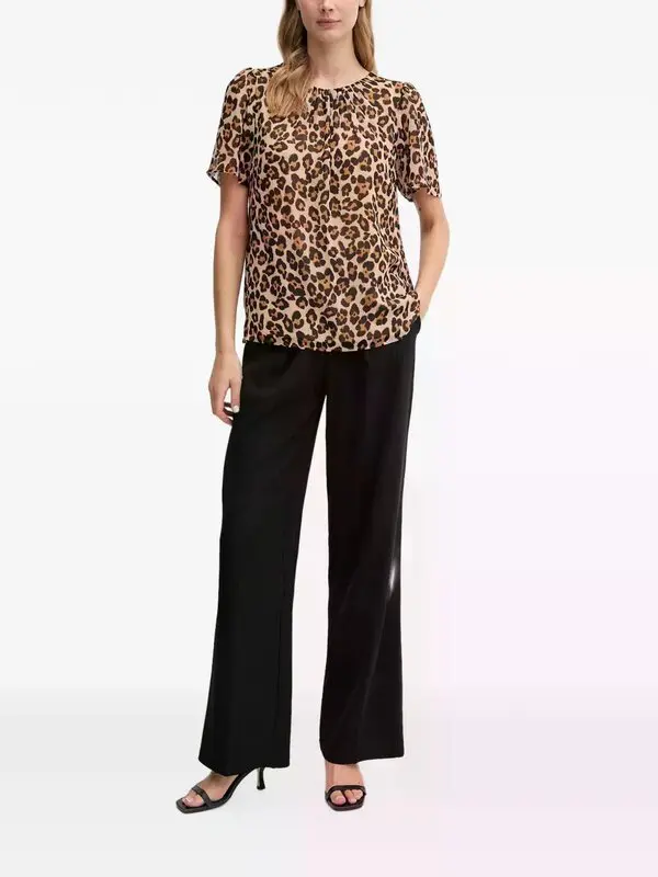 Dkny Leopard-print Short-sleeve Blouse - Neutrals
