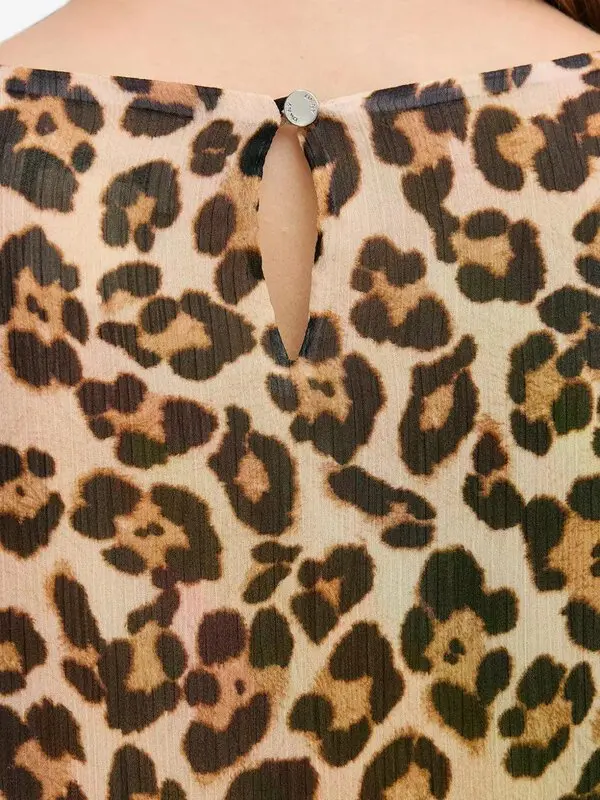 Dkny Leopard-print Short-sleeve Blouse - Neutrals
