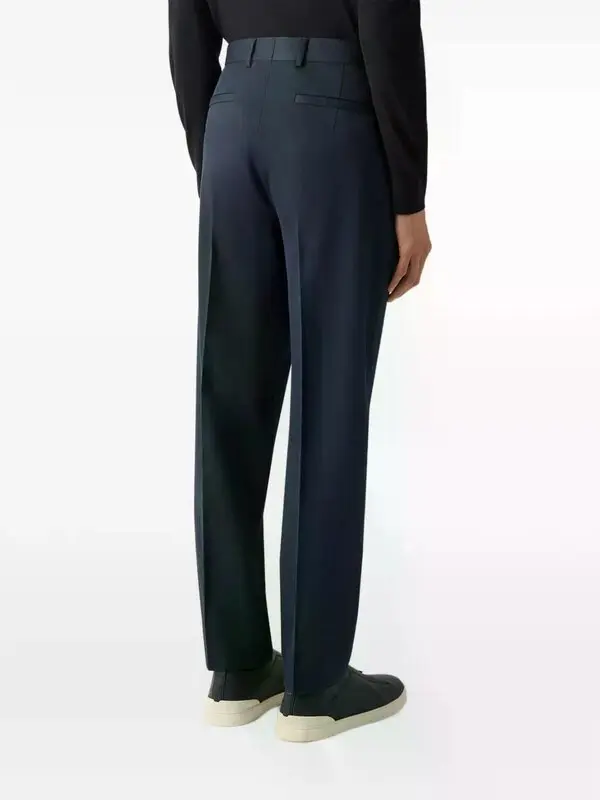 Zegna Navy Cotton And Wool Tailored Pants - Blue