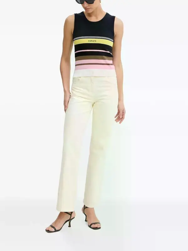 Iceberg Embroidered Striped Tank Top - Black