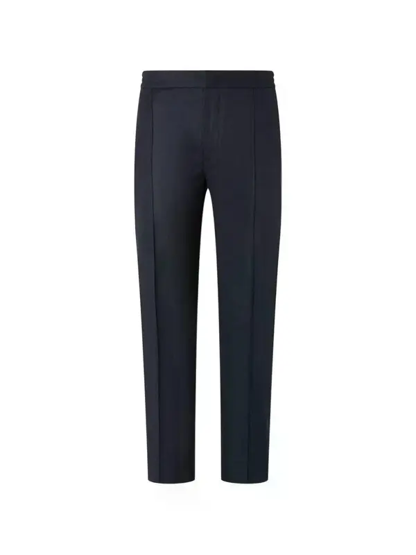 Zegna Navy Wool Silk And Cashmere Pants - Blue