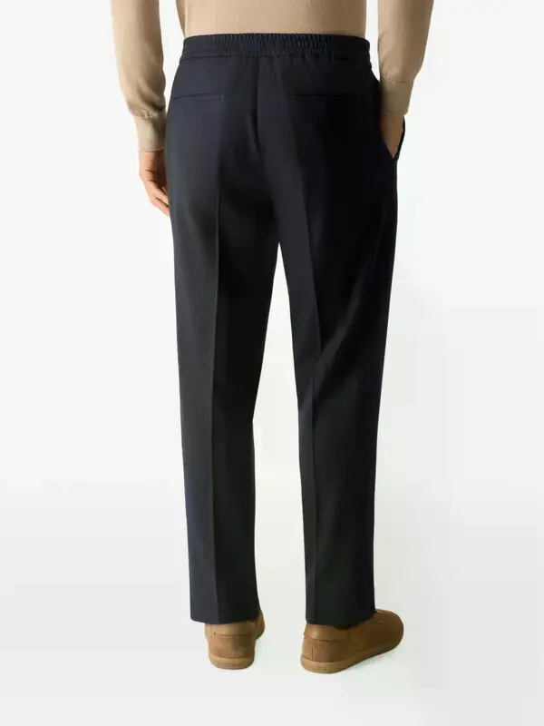 Zegna Navy Wool Silk And Cashmere Pants