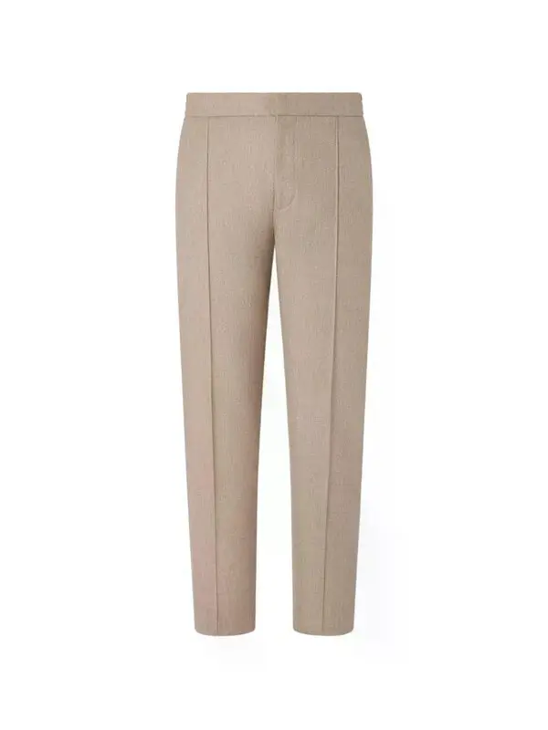 Zegna Light Taupe Mélange Wool Silk And Cashmere Pants