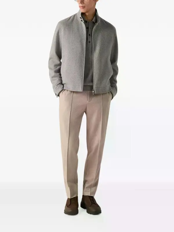Zegna Light Taupe Mélange Wool Silk And Cashmere Pants