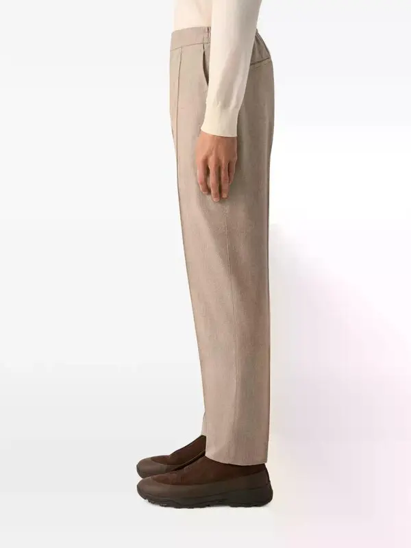 Zegna Light Taupe Mélange Wool Silk And Cashmere Pants
