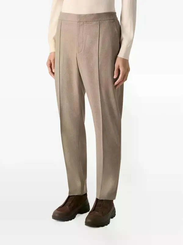 Zegna Light Taupe Mélange Wool Silk And Cashmere Pants
