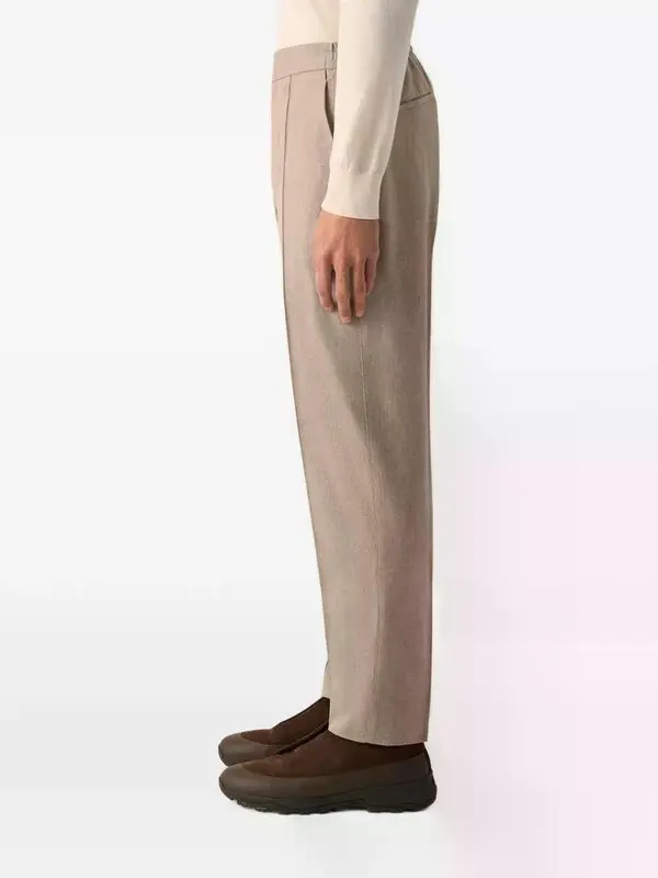 Zegna Light Taupe Mélange Wool Silk And Cashmere Pants - Neutrals