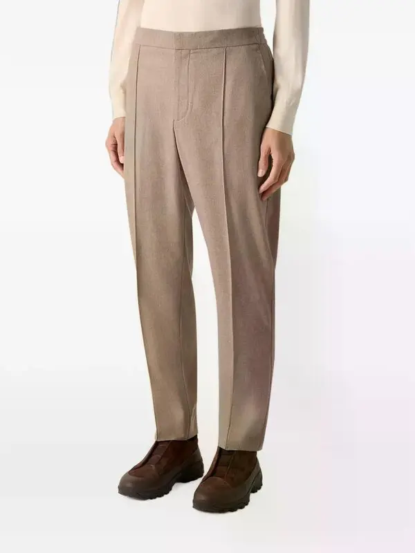 Zegna Light Taupe Mélange Wool Silk And Cashmere Pants