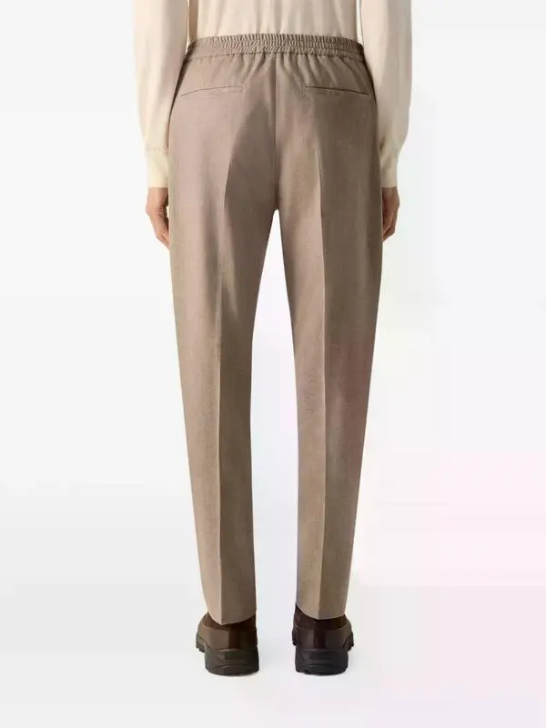 Zegna Light Taupe Mélange Wool Silk And Cashmere Pants