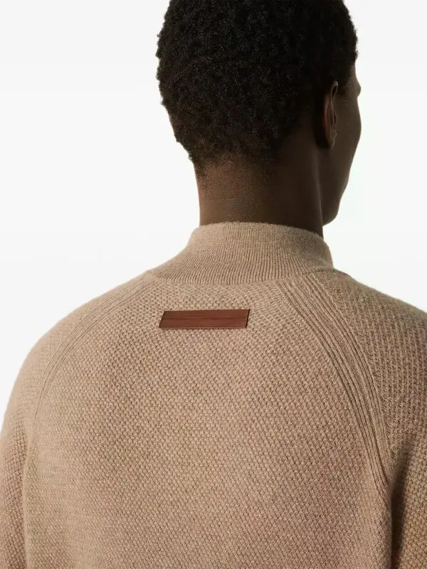 Zegna Light-beige Mélange Oasi Cashmere Zip-mock Sweater
