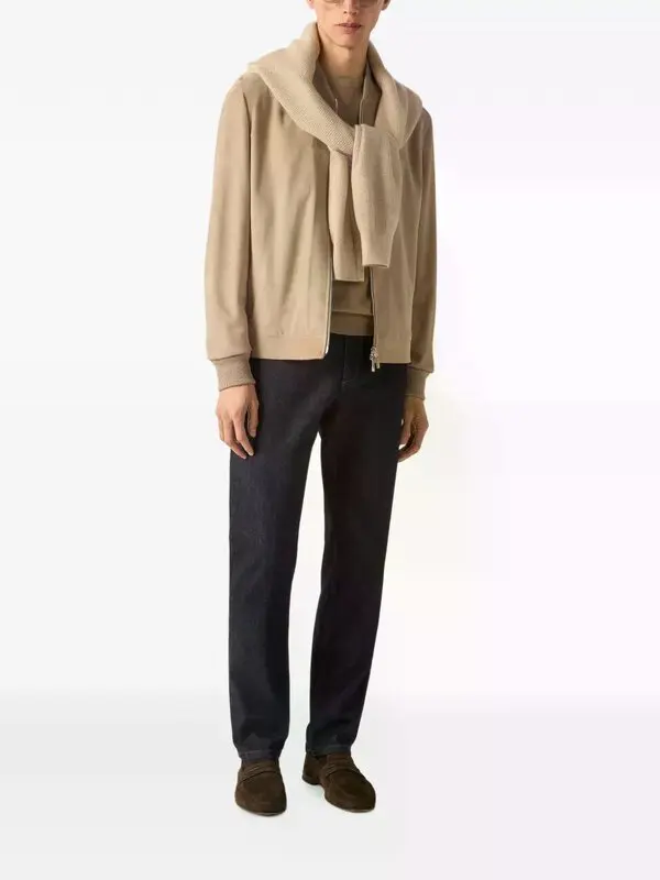 Zegna Light Taupe Suede Bomber