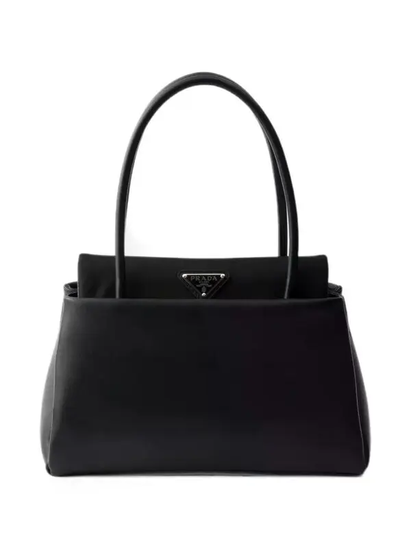 Prada Passage Small Leather Bag With Re-nylon Flap