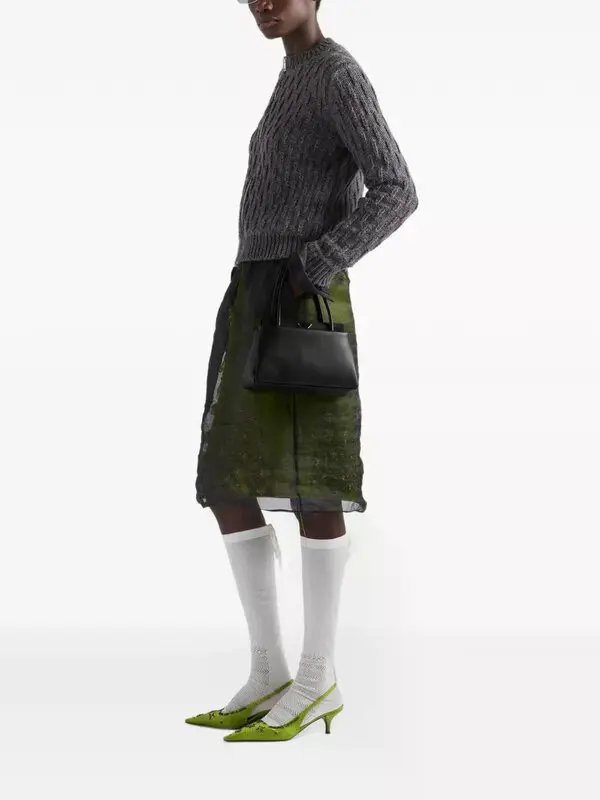 Prada Small Leather Bag With Re-nylon Flap