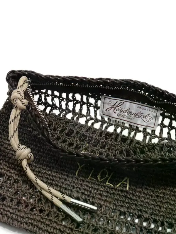 Bimba Y Lola Medium Chocolate Raffia-effect Handbag