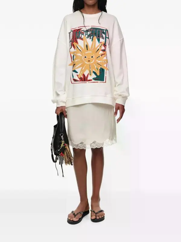 Bimba Y Lola Sun Logo Sweatshirt Ivory Towel