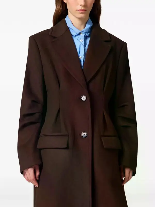 MSGM Pleated-sleeve Notched-lapels Coat