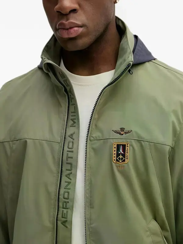 AERONAUTICA MILITARE Zip-up Hooded Jacket With Logo Patch