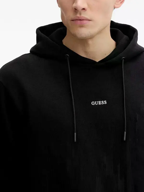 Guess Logo-print Drawstring Hoodie - Black