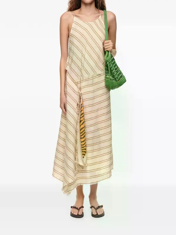 Bimba Y Lola Sarong Dress With Sand Striped Print Lining