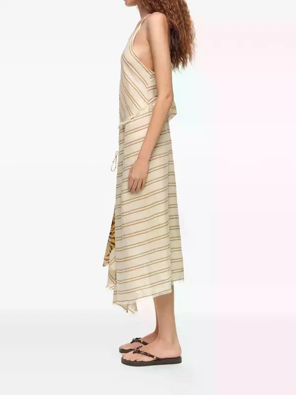 Bimba Y Lola Sarong Dress With Sand Striped Print Lining